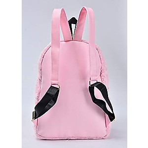 Nite closet Pink Backpack Purse for Women Fluffy Fleece Bags Faux Fur Heart (Pink)