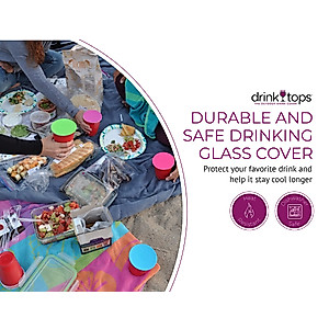 Drink Tops Tap and Seal Outdoor Drinking Glass Cover - Gently Suctions to Glasses to Keep Particles Out & Reduce Splashing - Perfect for Wine Glasses, Coffee/Tea Mugs & Glasses - Vintage Pinot