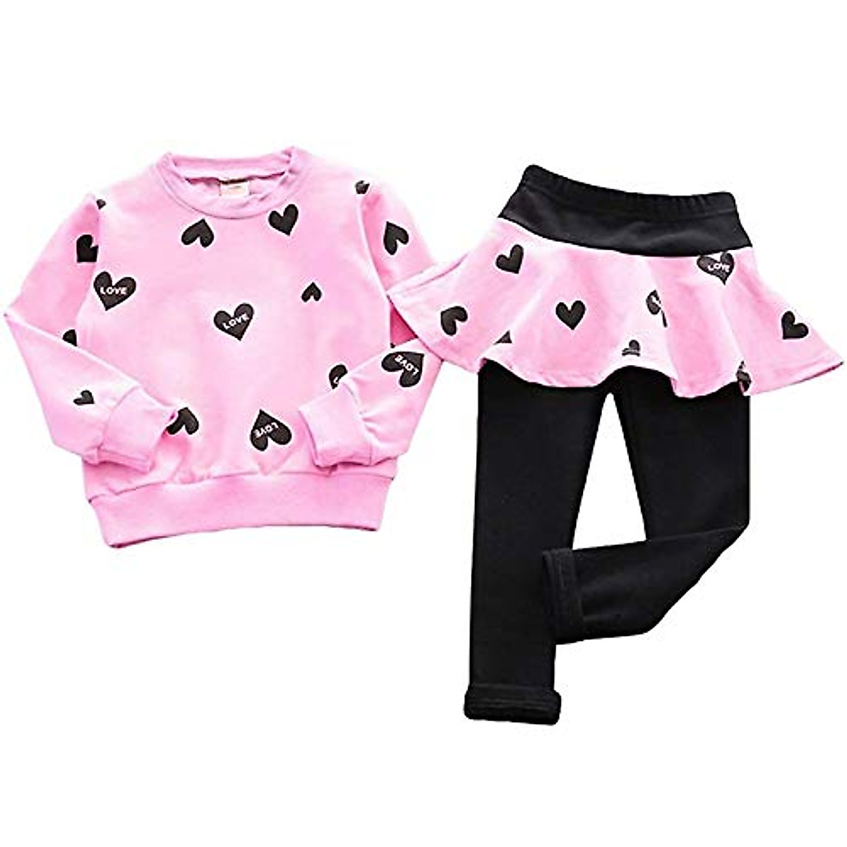 Little Girls Clothes Outfits Cute Heart Print Pants Sets Kids Hoodie Toddler Long Sleeve Cotton Sweatshirts Size 8