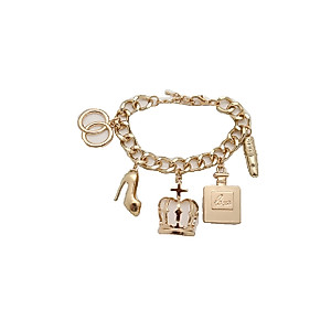TrendyFashionJewelry Women Gold Queen Crown Bracelet - Metal Chain Fashion Lipstick Perfume Infinity Shoe Charm