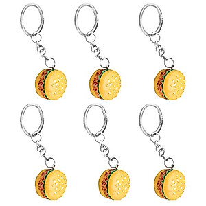 GARNECK 6Pcs Ham- Burger Key Chain Fast Food Cheeseburger Burgers Key Ring Simulation Food Key Pendant Bag Purse Charms for Birthday Gift Party Favor Orange
