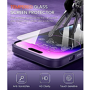 Caka 360° Rotatable Ring for iPhone 14 Pro Max Phone Case with Screen Protector & Kickstand Magnetic Ring Holder Protective Matte Case for iPhone 14 Pro Max 6.7 inches - Deep Purple
