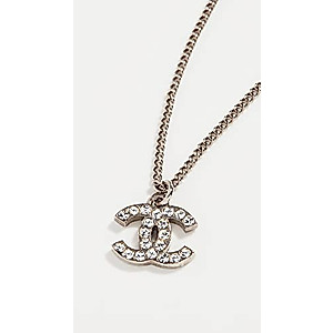 CHANEL Women's Pre-Loved CC Rhinestone Necklace, Gray/Silver, One Size