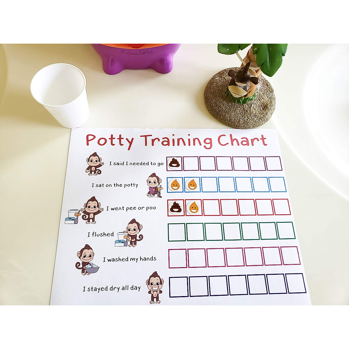 Potty Training Sticker Chart Reward- Monkey Design for Toddler Girls ...
