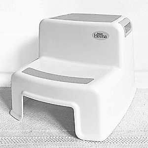 Dual Height 2 Step Stool for Kids | Slip Resistant Soft Grip Toddler's Stool for Potty Training and Use in The Bathroom or Kitchen | BPA Free for Comfort and Safety (1 Pack, Grey)