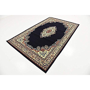 Unique Loom Reza Collection Traditional Persian Style Area Rug, 5 x 8 ft, Navy Blue/Ivory