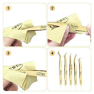 Volume Eyelash Extensions Tweezers Set 5 PCS,Stainless Steel Lash Tweezers Curved Precision Tweezers Application