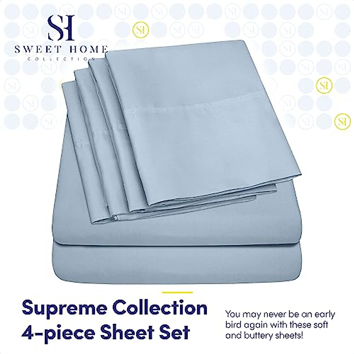 Twin Size Bed Sheets - 4 Piece 1500 Supreme Collection Fine Brushed Microfiber Deep Pocket Twin Sheet Set Bedding - 1 EXTRA PILLOW CASES, GREAT VALUE, Twin, Misty Blue