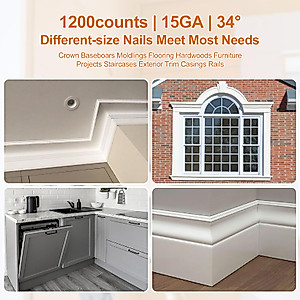 PINOZE 15 Gauge DA Angled Finish Nails, 34-Degree, 1200-Pack (2-1/2", 2", 1-1/2", 1-1/4" 300 Per Sizes), Galvanized Assorted Size Project Pack, for Pneumatic, Electric Angled Finish Nailer Gun