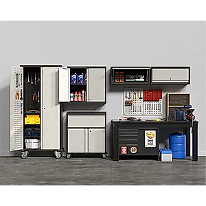 Metal Wall Storage Cabinet with Two Door and Adjustable Shelves,Cabinet Wall Mount for Garage Workshop,Kitchen Dining, Living Room