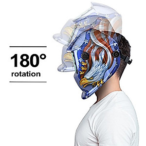 DEKOPRO Welding Helmet - Solar Power Auto Darkening Welding Helmet - Adjustable Shade Range 4/9-13 for Mig Tig - Arc Welder Mask (Blue Eagle)