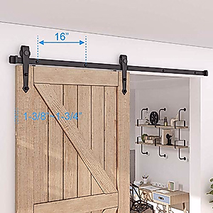 STIALO 6.6 FT Double Door Barn Door Hardware Kit, Sliding Door Hardware for Double Door, Heavy Duty Black Steel Arrow Shape Hanger, Include Track Kit, Floor Guide & Pull Handle