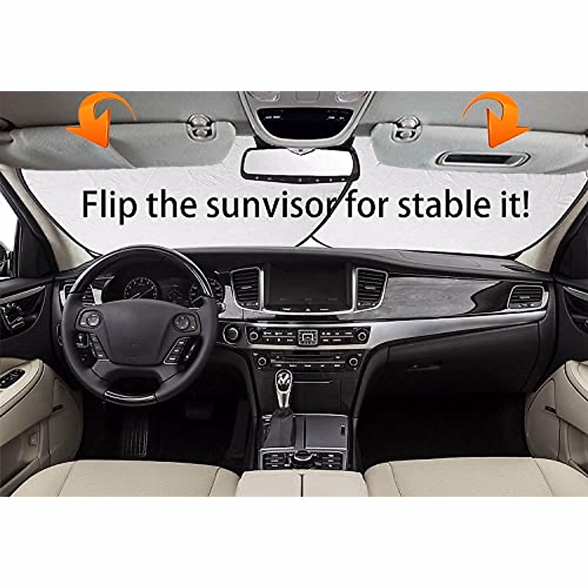 Maizi Sun Cover for Car Windshield 2pcs Universal Fit Sun Covers for Car Windshield Fits Most Wagon, Small Car, Pickup Truck, Van Image ID: African White Rhino Lake Nakur American-Made Product