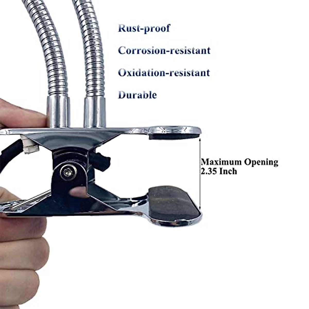 Reptile Clamp Heat Lamp Fixture Holder Turtle Lights with Clip for Reptiles and Amphibian Tanks Adjustable Rotates UVA UVB Bulbs Basking Spot Lamp Pet Heating Lamp (Dual Heads 1 Pack)