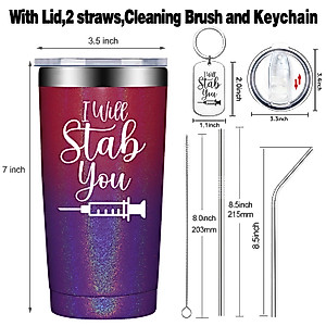 Fufandi I Will Stab You Nurse Tumbler - Nurse Gifts for Women - Nurse Practitioner Gifts - Funny Nurses Birthday, Appreciation, Christmas, Week Day Gifts for Nurses, Doctors, Assistant - Tumbler Cup