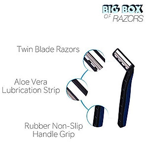 40 Box of Razor Blades Premium Disposable Stainless Steel Hospitality Quality Shavers High End Twin Blade Razors for Men and Women with Aloe Vera Lubrication Strip