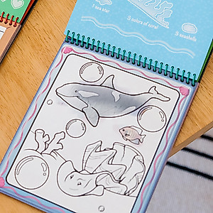 Melissa & Doug On the Go Water Wow! Reusable Color with Water Activity Pad 6-Pack, Sports, Occupations, Adventure, Safari, Under the Sea, Animals - FSC Certifieda