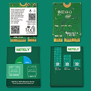 NETELY Wireless-AC 9560NGW NGFF M2 CNVI Interface CRF WiFi Adapter, Wireless-AC 2030Mbps (2.4GHz 300Mbps & 5GHz 160MHz 1730Mbps), Bluetooth 5.0, Intel Wireless-AC 9560NGW (Wireless-AC 9560NGW)