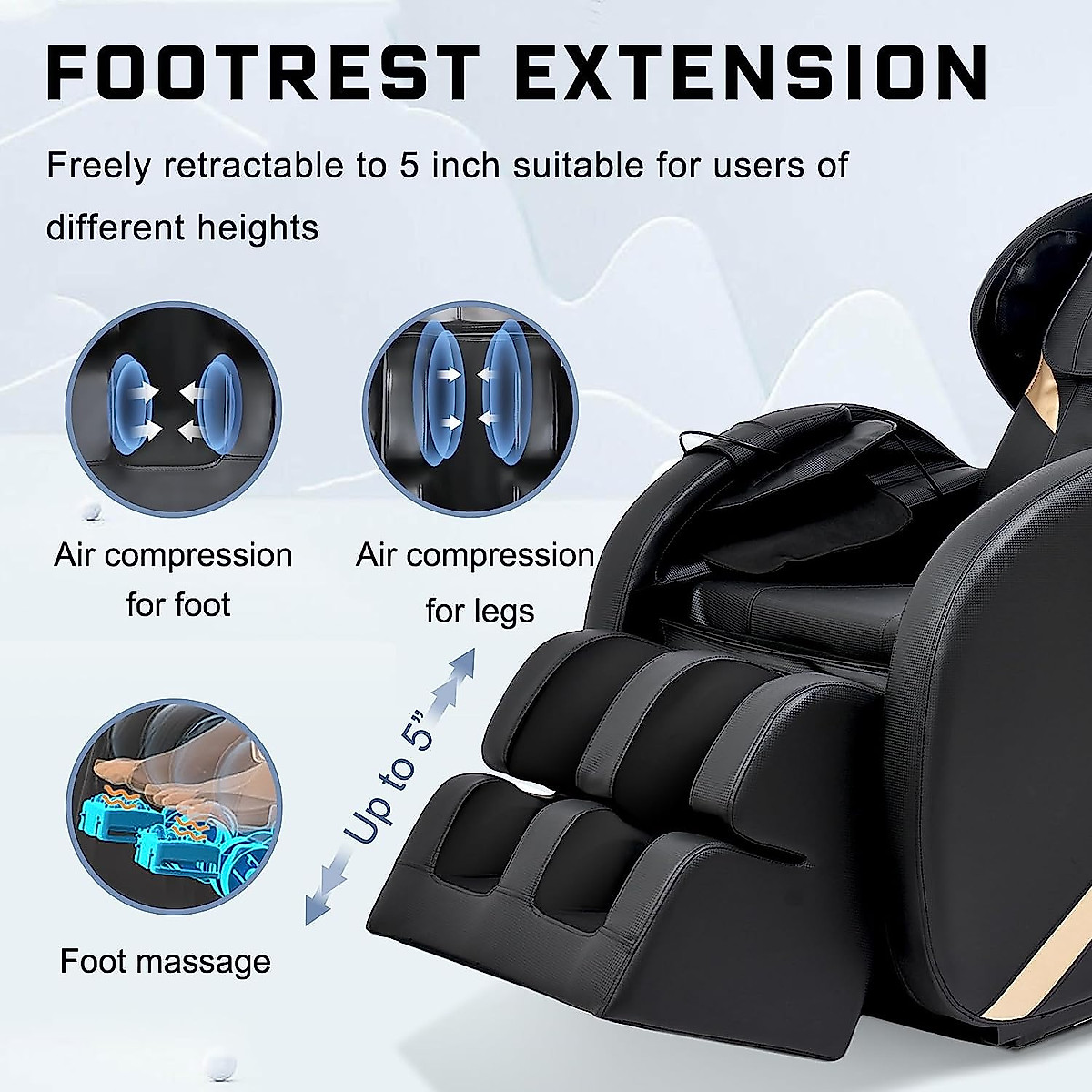 BIADNBZ Massage Recliner with Foot Rollers Easy to Use at Office, Black