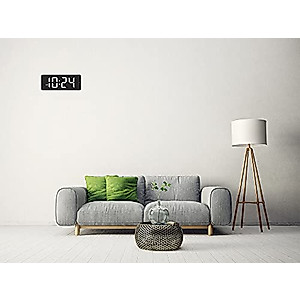 LED Digital Wall Clock with Large Display, Big Digits, Auto-Dimming, 12/24Hr Format, Battery Backup, Silent Wall Clock for Farmhouse, Kitchen, Living Room, Bedroom, Classroom, Office – White