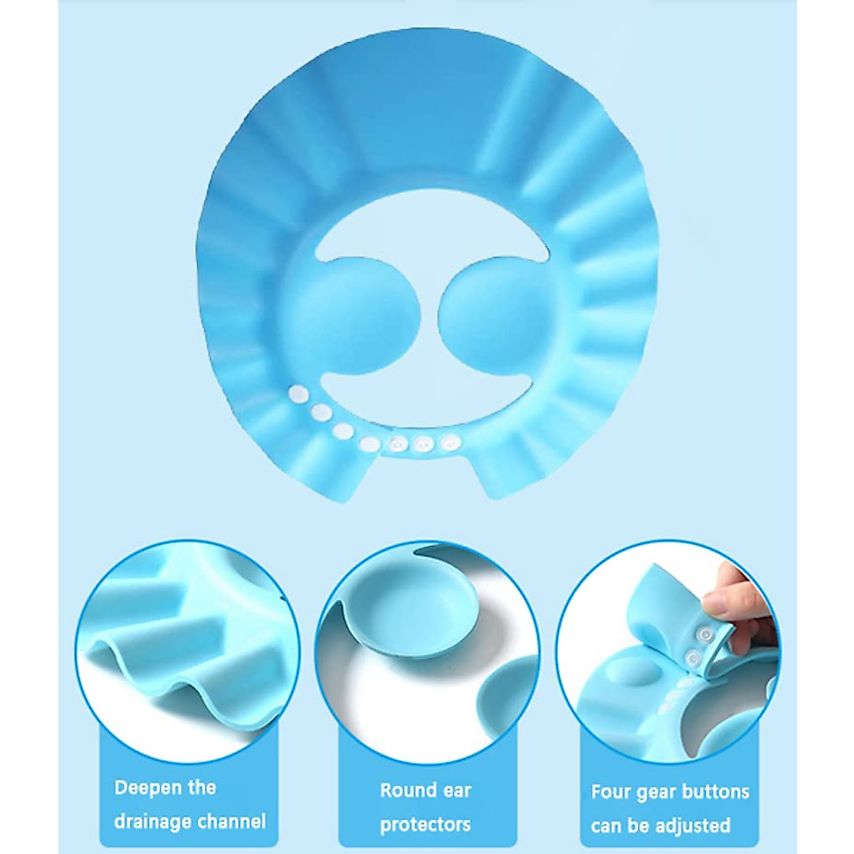 ericotry 3psc Soft Adjustable Baby Kids Bathing Shower Cap Wash Hair Shield Direct Visor Cap(Color Random)