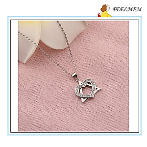 FEELMEM Adoption Jewelry Intertwined Heart and Triangle Adoption Symbol Charm Necklace Gotcha Day Adoption Gift