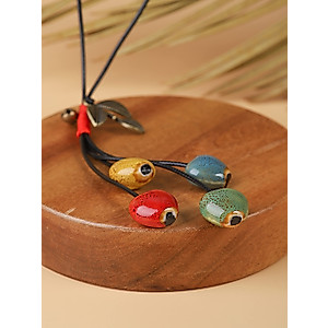 MINACHI Bohemian Leaf and Colorful Heart Shape Beads Lariat Necklace, Long Jewelry for Women