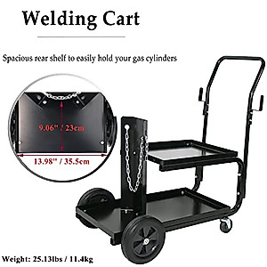 VEIYOUMO Welding Cart, 2-Tier Welding Carts for MIG/TIG Welder, Black