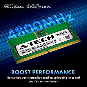 A-Tech 8GB DDR5 4800MHz PC5-38400 CL40 SODIMM 1.1V Non-ECC Unbuffered SO-DIMM 262-Pin Laptop RAM Memory Upgrade Module