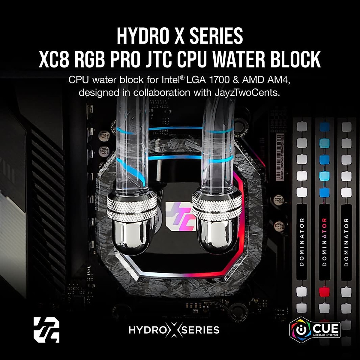 CORSAIR Hydro X Series XC8 RGB PRO CPU Water Block - JayzTwoCents Edition (Intel LGA 1700, 1200, 115X, AMD Socket AM4, Forged Carbon Finish, 110+ Micro-Cooling Fins, 16 Vivid RGB LEDs) Forged Carbon