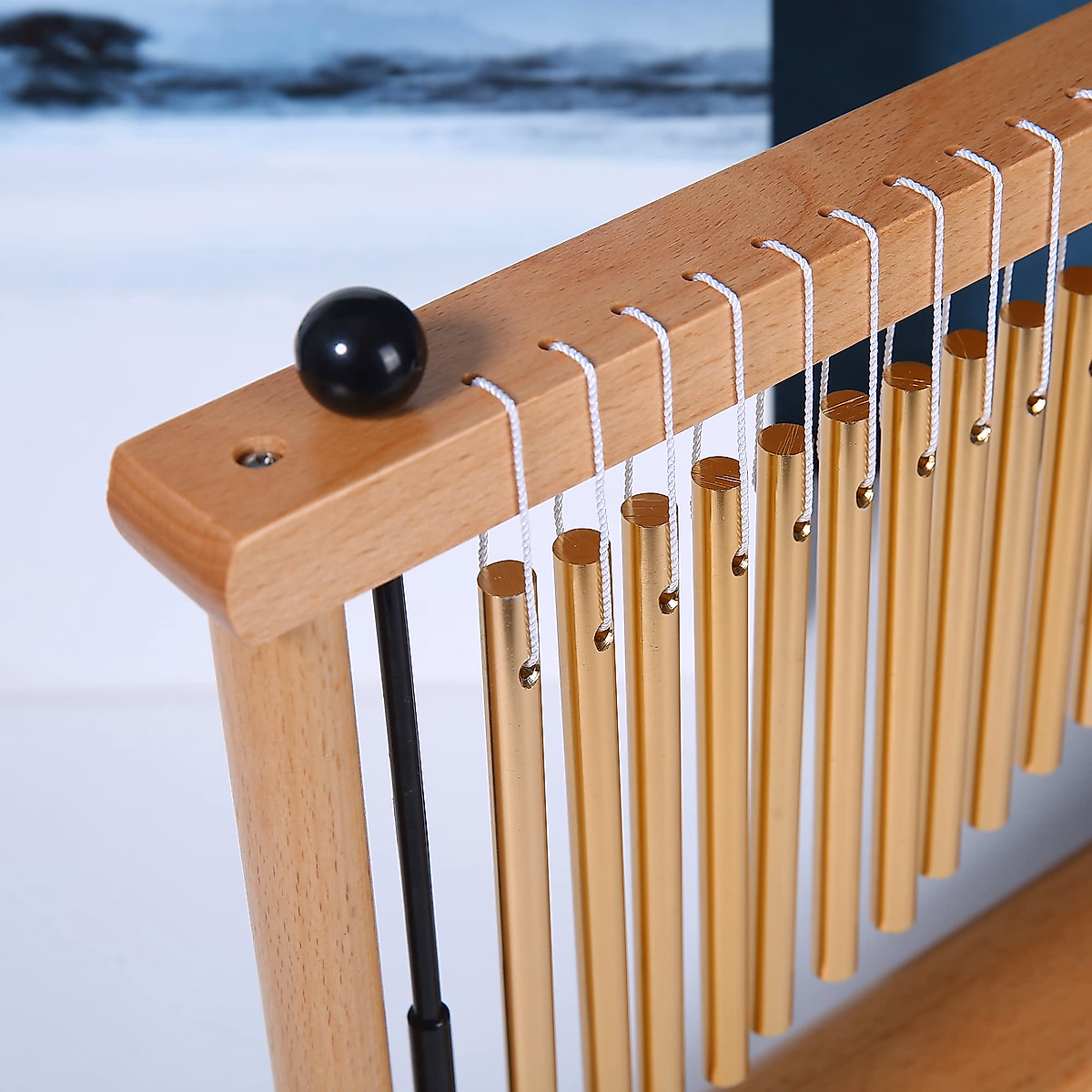 20-Note Chime Bar Table Top Wind Chime Music Percussion Instrument with Mallet, Golden