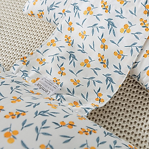 Lemfux Maternity Belly Double Wedge Pillows for Pregnant Women Sleeping, Small Adjustable Fruit Printed Pregnancy Pillow for Back Support, 100% Cotton, White, for Side Sleeper