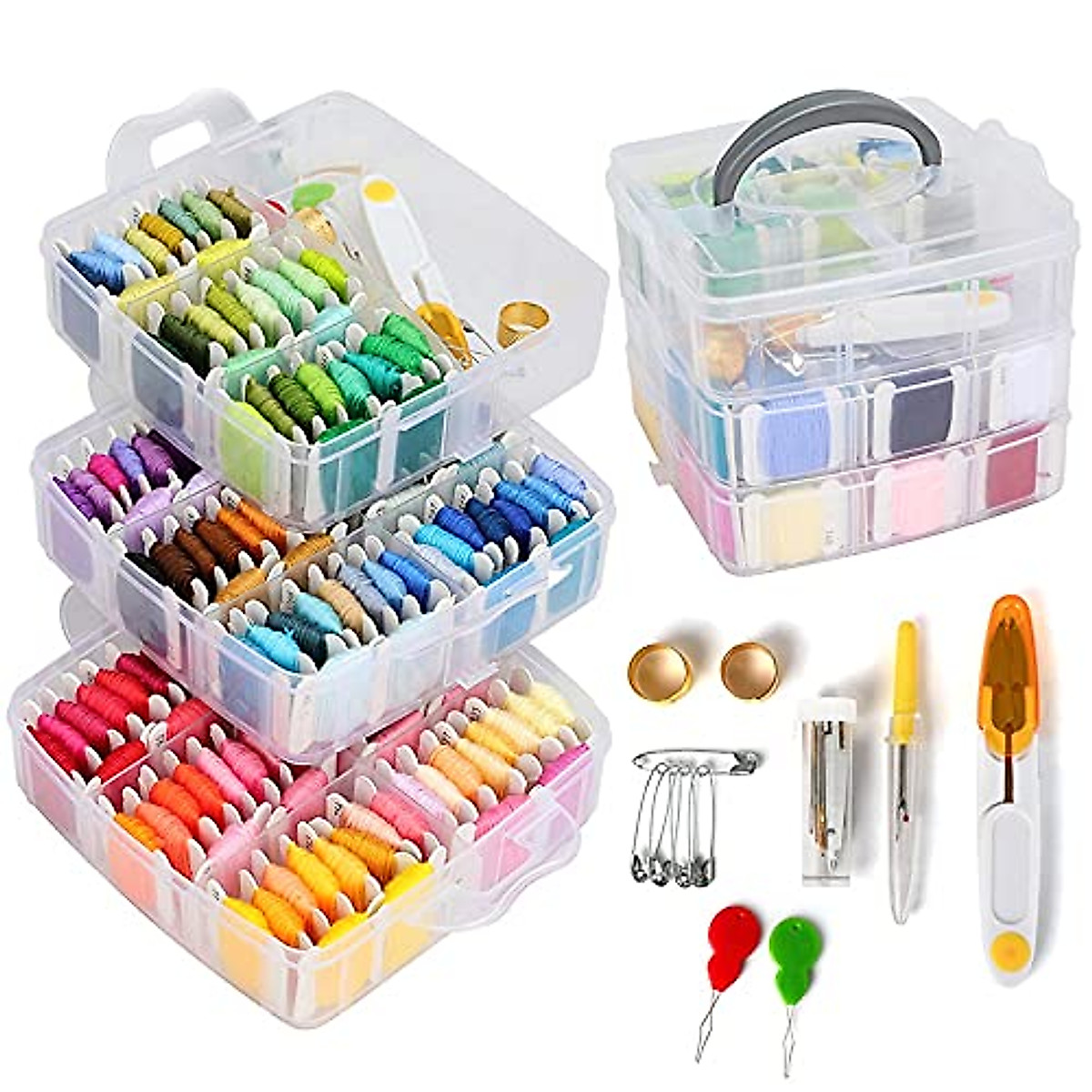 IRDFWH Embroidery Thread Floss Set 150 Colors Cross Stitch Floss Threads Scissors Needles Craft DIY Sewing Accessories Kit