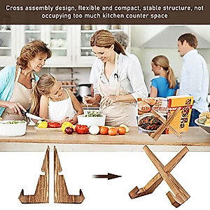 Solid Wood Cookbook Stand, Handmade Wooden Cookbook Holder, Portable Cook Book Stand for Kitchen Counter, Super Lightweight Recipe Book Holder for Display Stand, Home Decor Book Reading Stand