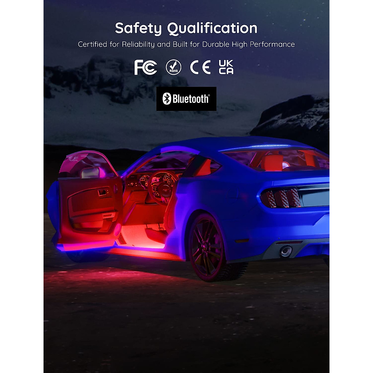 Govee Interior RGBIC Car Lights with Smart App Control, Music Sync Mode, DIY Mode and Multiple Scene Options, 2 Lines Design LED Lights for Cars, Trucks, SUVs