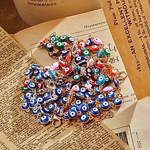 SATINIOR 9 Pieces Evil Eye Bracelet Handmade Evil Eye Beads Bracelet Evil Eye Chain Bracelet Adjustable Amulet Jewelry Evil Eyes Bracelets for Women Family