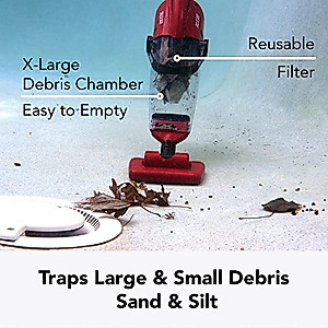 POOL BLASTER Pulse Cordless Pool Vacuum w/Pole Set - Large Debris Capacity & Fast Hoseless Cleaning of Inground & Above Ground Pools, Handheld Rechargeable Pool Cleaner for Sand, Silt & Leaves