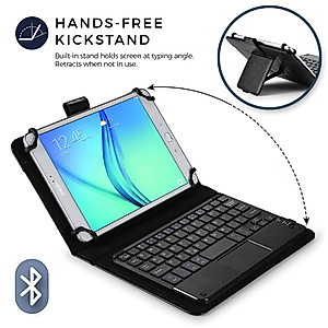 Cooper Touchpad Executive [Multi-Touch Mouse Keyboard] Case for 7, 7.9, 8" Tablets | iPadOS, Android, Windows | Bluetooth, Universal, Leather, Hotkeys