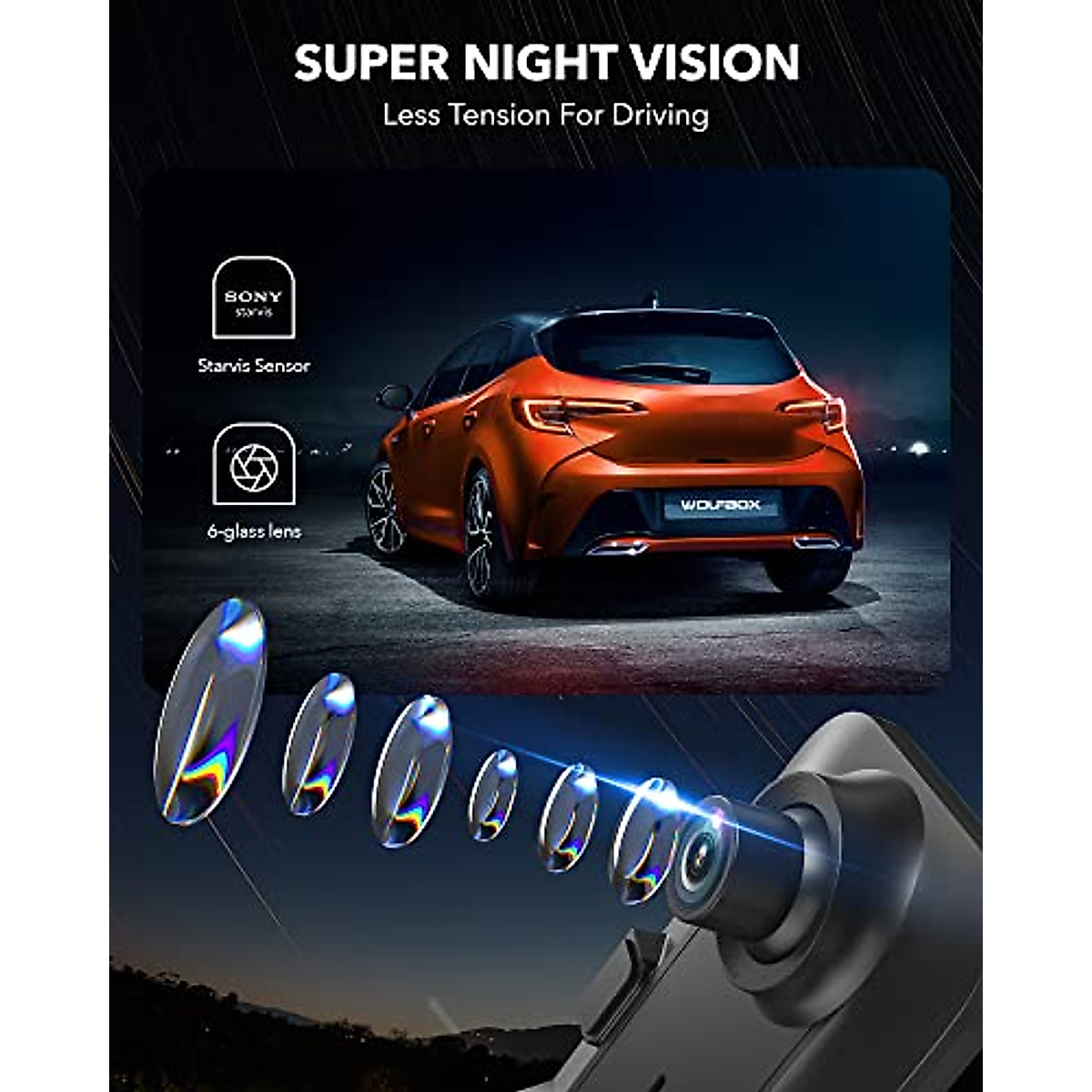 WOLFBOX G840H 2.5K Mirror Dash Cam,12'' Mirror Dash Cam Front and Rear,1080P Rear View Mirror Camera,Dual Dash Camera for Cars with 32GB TF Card & GPS,Super Night Vision,Parking Monitoring
