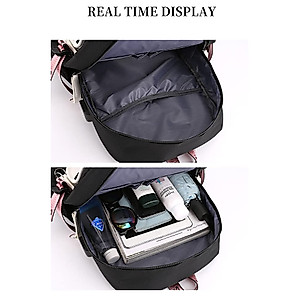 Kawaii Cute Girls Backpack University Students Bookbag Outdoor Daypack with USB Charge Port Travel Backpacks (Dark Green)