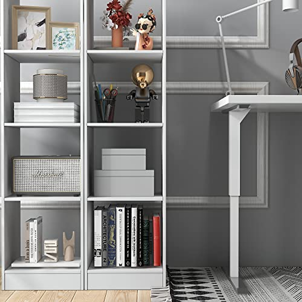 MEDIMALL 4 Cube Bookshelf, Freestanding 4-Tier Open Shelf Tall Narrow Bookcase with Anti-Tipping Kits, Book Storage Organizer for Bedroom Living Room Study Home Office Apartment, 56 Inch White…