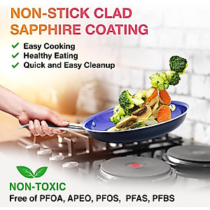 Mueller UltraClad Sapphire Pots and Pans Set Nonstick, 14 Piece Induction Cookware Sets, Aluminum Body, Includes Non Stick Deep Frying Pan, Sauce Pans for Cooking, Dutch Oven and More