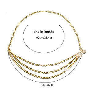 Weahre Women Waist Chain Belt Long Tassel Waistbands Hip Jewelry Body Chain Metal Link for Women Girls (Gold) One Size