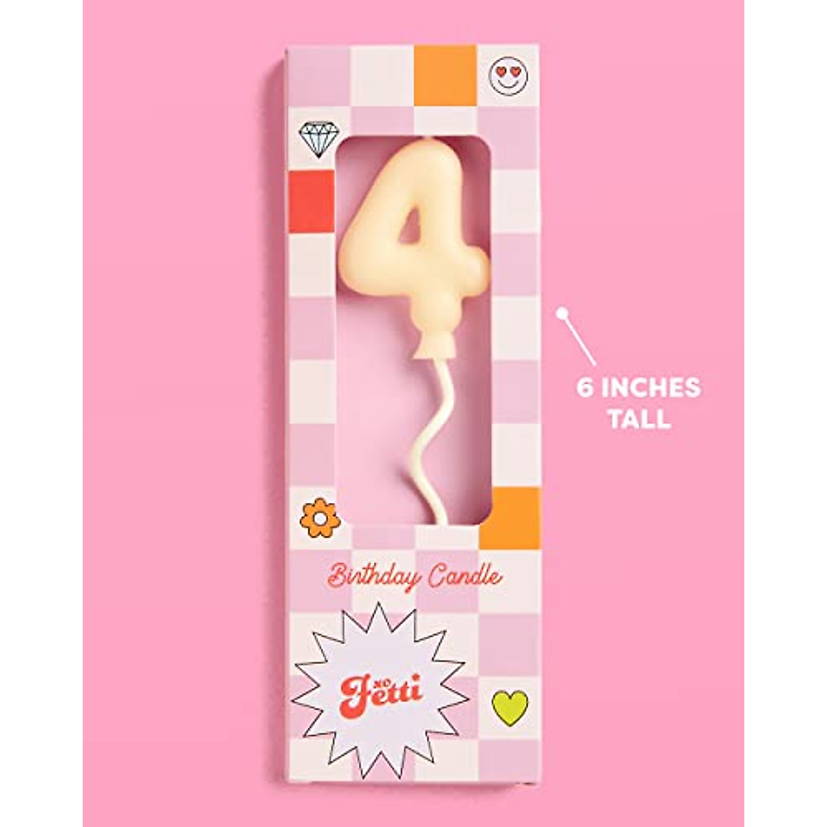 xo, Fetti #4 Orange Birthday Candle - 1 Piece | Birthday Supplies, Fourth Birthday Party Favors, 4th, 14th, 24th, 34th, 40th