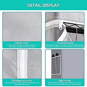 PUNION Garment Rack Cover Only Available for GR1 Clothing Rack, Dustproof Oxford Fabric Hanger Sleeve with Zipper, with Side Pocket, 36" L x 18" W x 71" H, Grey