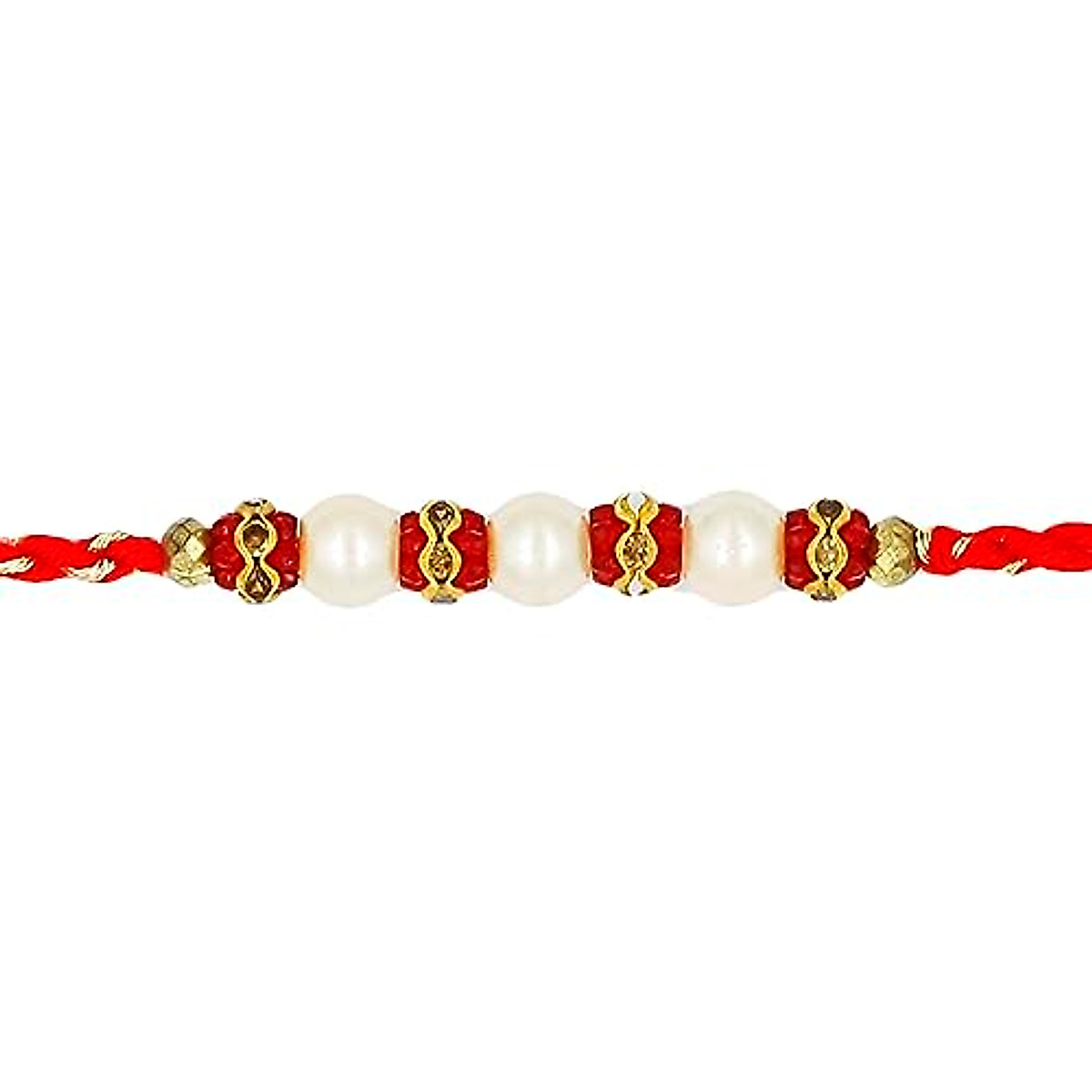 Traditional White Pearl Rakhi for Brother Multicolor Beautiful & Designer Thread Raksha Bandhan Rakhi for Loving Brother Bhai RURAKH0040