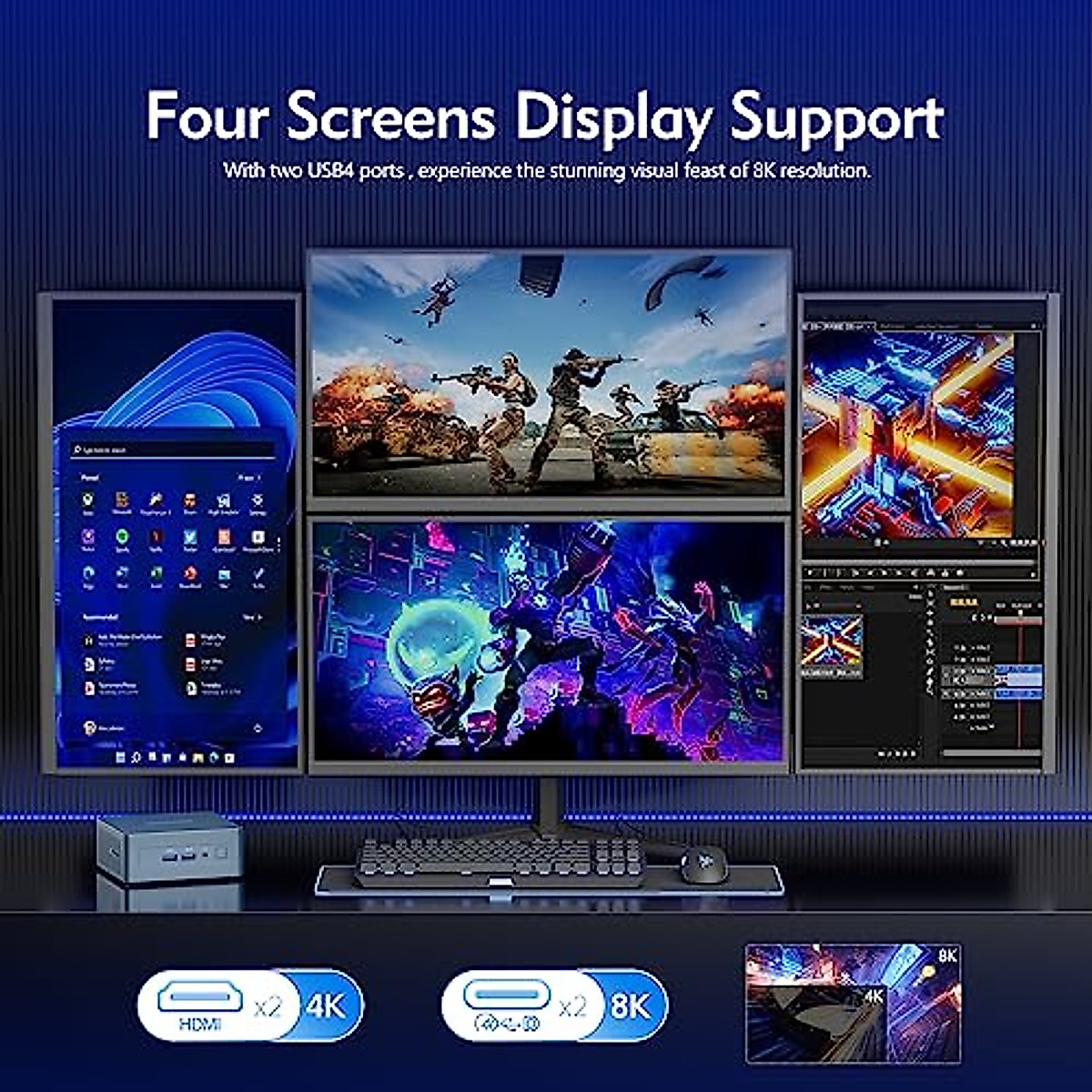GEEKOM Mini PC Mini IT12, 12th Gen Intel i5-12450H NUC12 Mini Computers(8 Cores,12 Threads) 16GB DDR4/512GB PCIe Gen 4 SSD Windows 11 Pro Desktop PC Support Wi-Fi 6E/Bluetooth 5.2/USB 4.0/2.5G LAN/8K