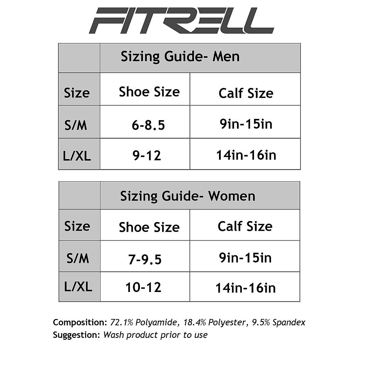 FITRELL 3 Pairs Compression Socks for Women and Men 20-30mmHg- Circulation and Muscle Support Socks for Travel, Running, Nurse, Black+White+Grey L/XL