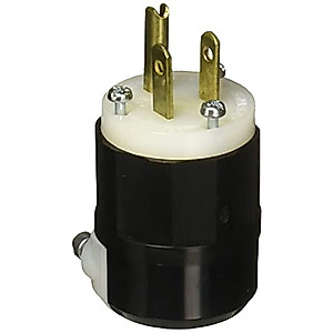 Leviton 5266-C Black-White, 15 Amp, 125 Volt, Industrial Grade, Plug, Straight Blade, Grounding, 1 Pack
