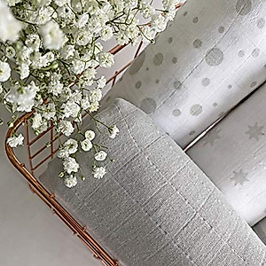 MOZAH Organic Muslin Swaddle Blankets - Baby Extra Large 47x47 inches - Baby Swaddle Blanket - Stars, Stripes, Dots, Grey - Unisex Muslin Blankets Girl or Boys